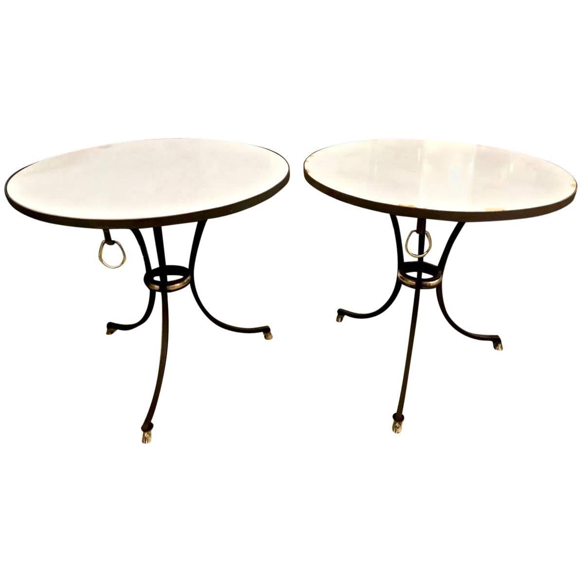 French Cast Iron Bistro Table with Marble Top and Brass Rim, circa ...