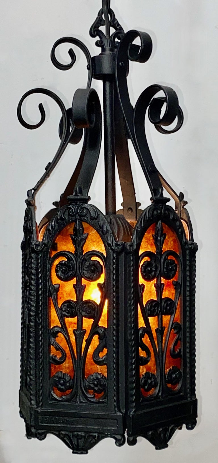Wrought Iron and Mica Lantern, American 1920's at 1stDibs