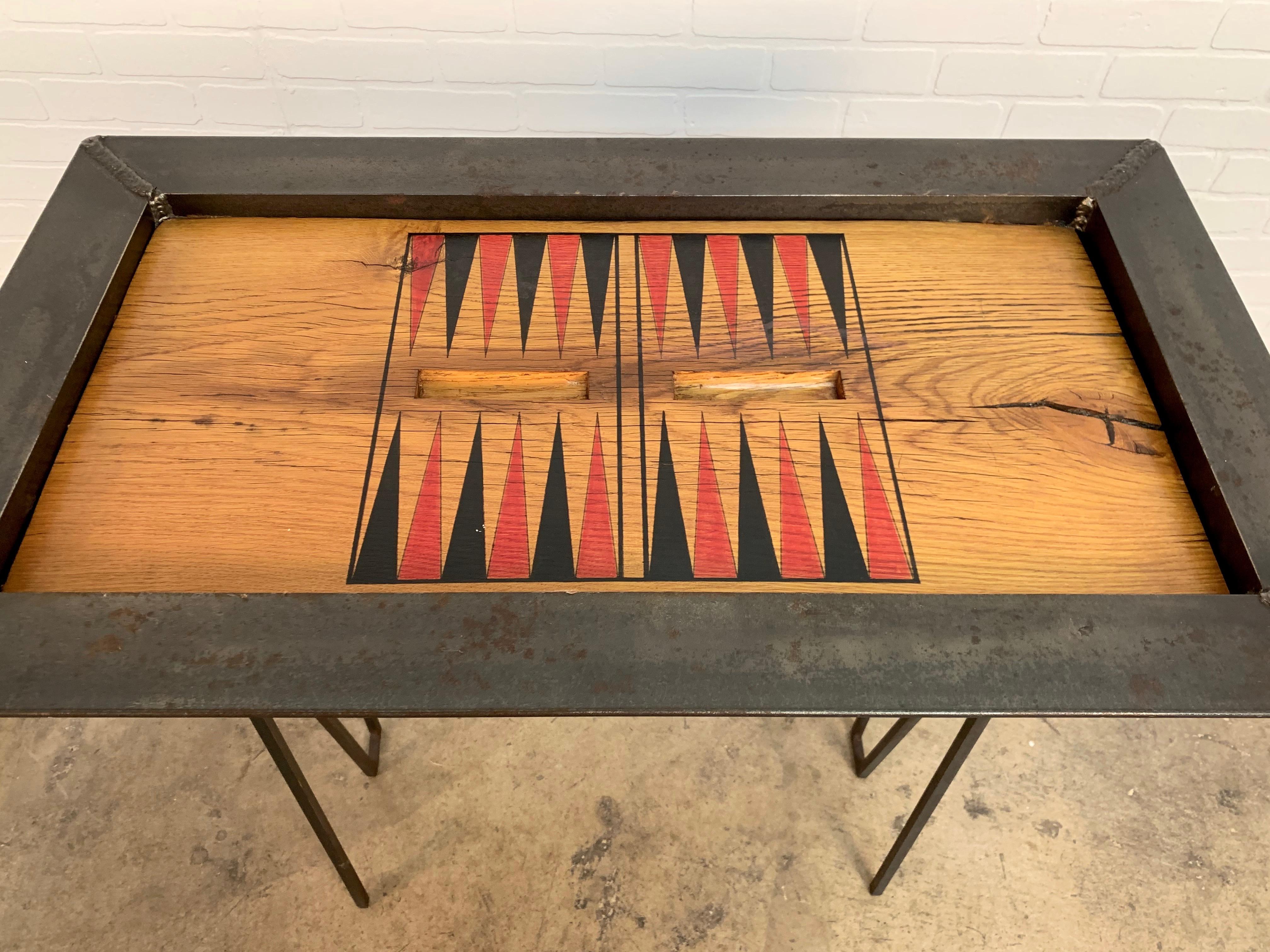 Iron and Oak Backgammon Table For Sale at 1stDibs | iron and oak furniture
