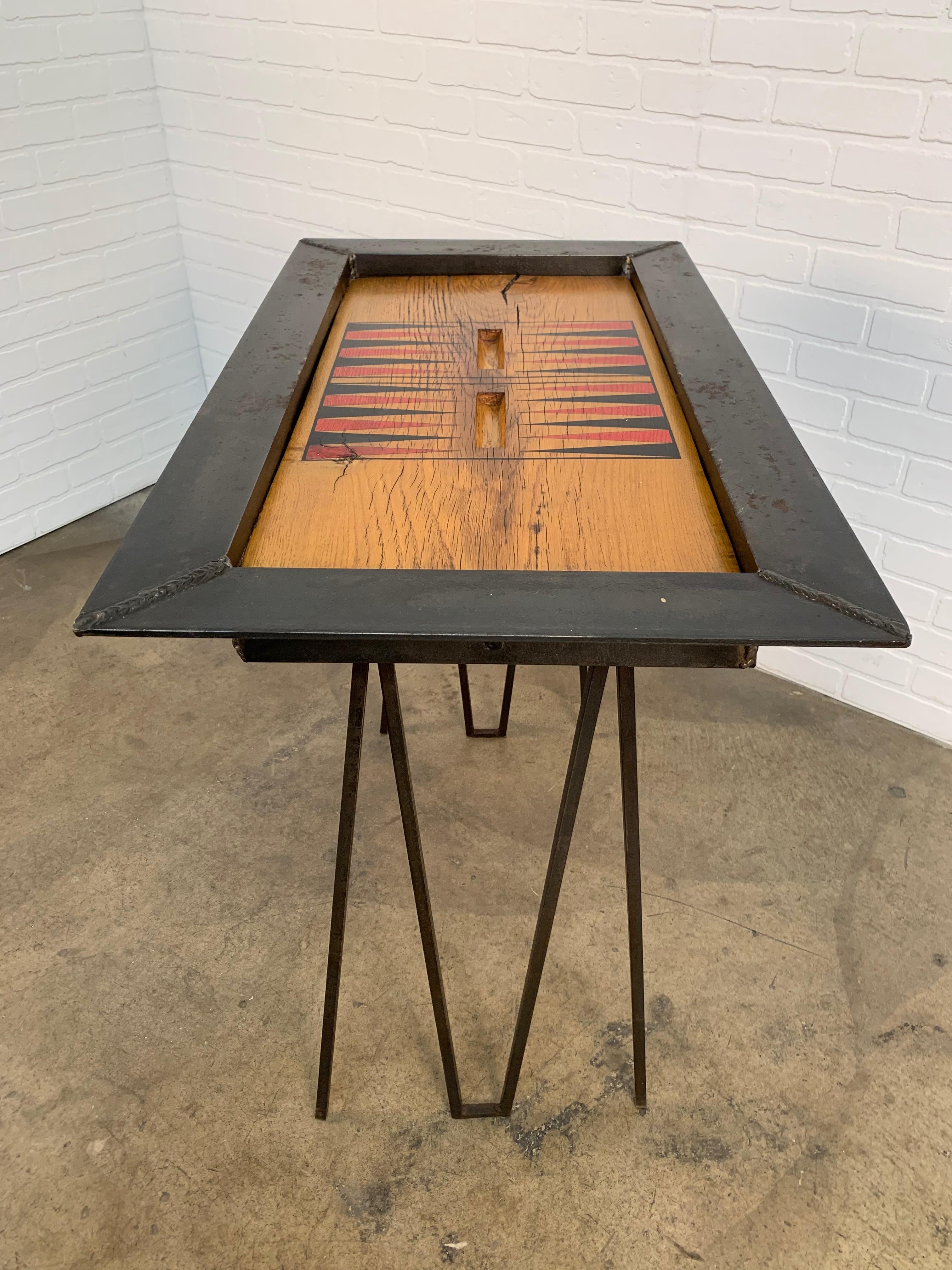 Iron and Oak Backgammon Table For Sale at 1stDibs | iron and oak furniture