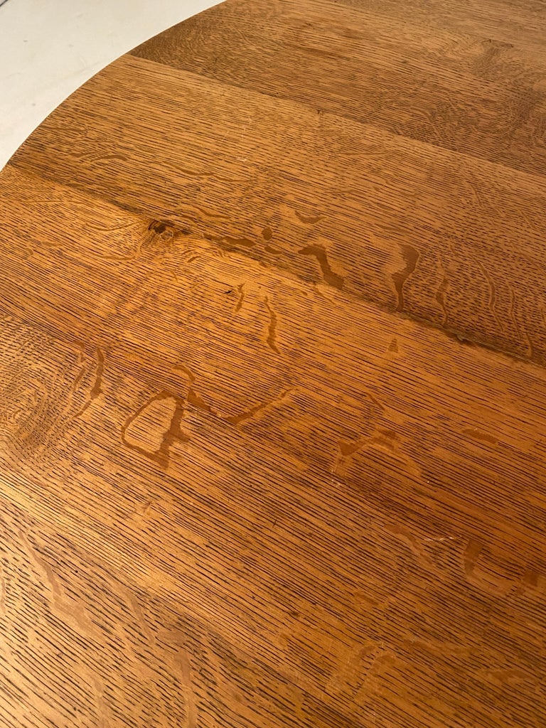 Iron and Oak Round Cocktail Table, France For Sale at 1stDibs