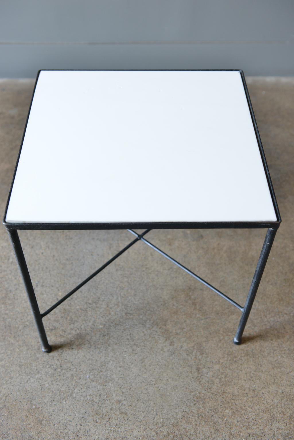 Iron and Vitrolite Side Table, circa 1955 at 1stDibs