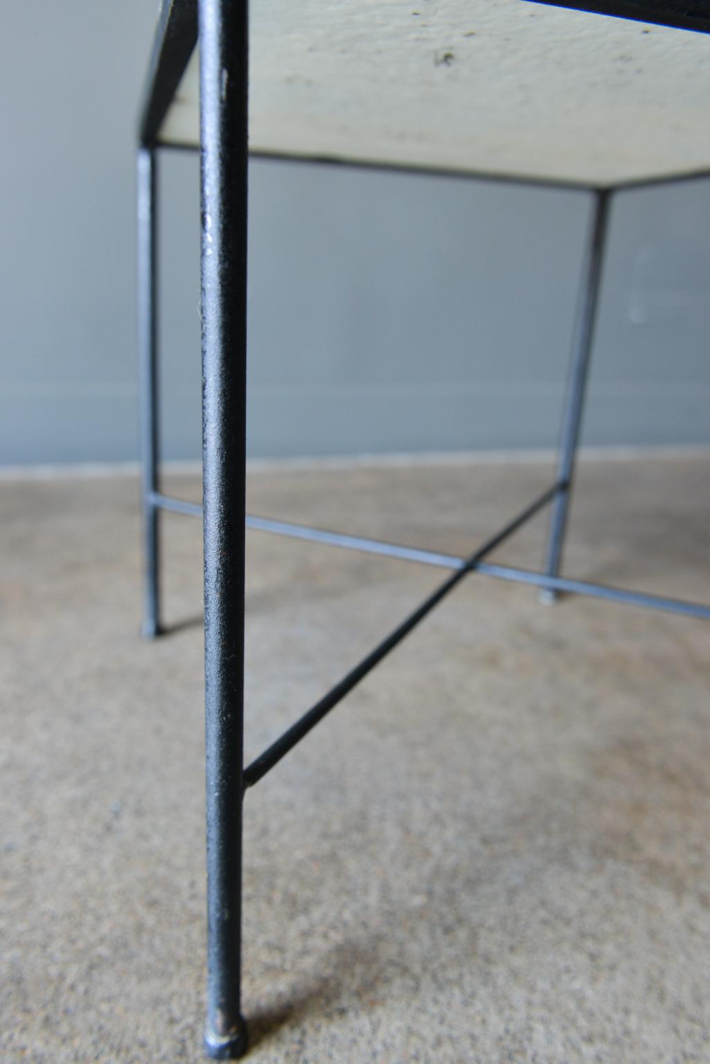 Iron and Vitrolite Side Table, circa 1955 at 1stDibs