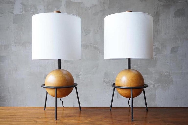 Iron and Wood Albert Blake Table Lamps at 1stDibs