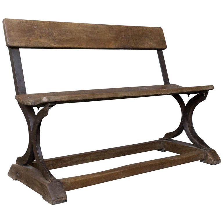 Iron and Wood Bench at 1stDibs