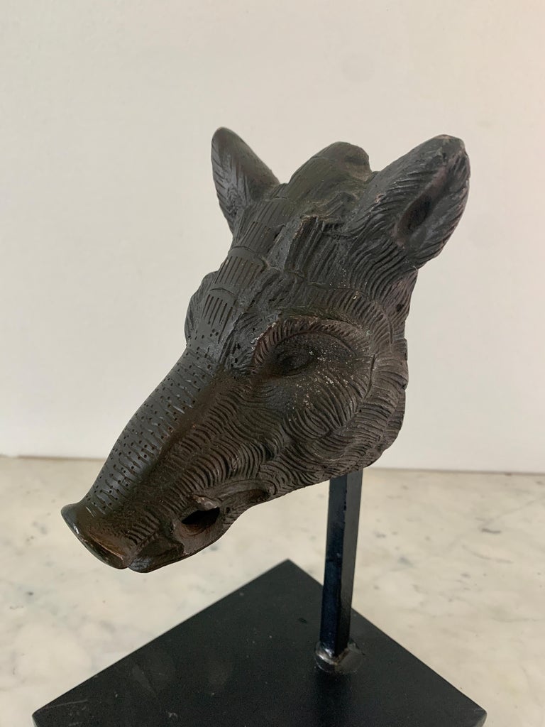 Iron Boar's Head on Custom Steel Stand For Sale at 1stDibs