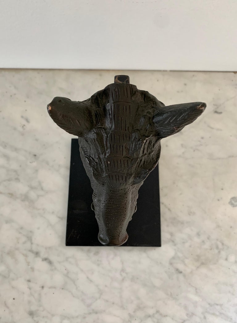 Iron Boar's Head on Custom Steel Stand For Sale at 1stDibs