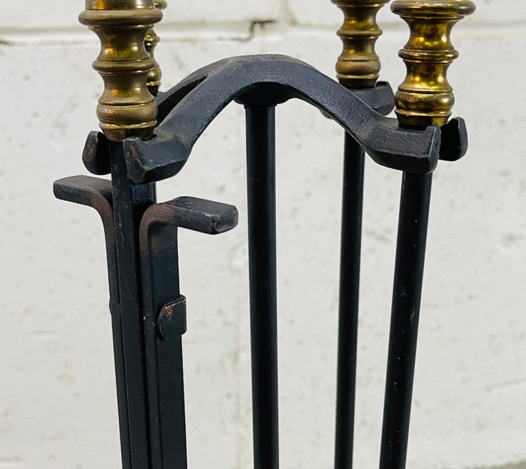 Iron and Brass Handled Fireplace Tool Set at 1stDibs