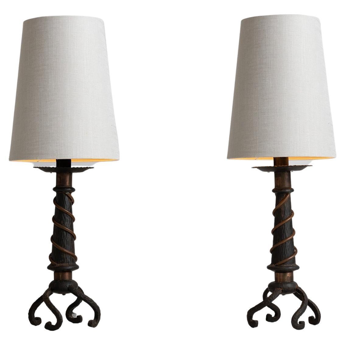 American Modernist Copper and Silver Plate Table Lamp, 1920's For Sale ...