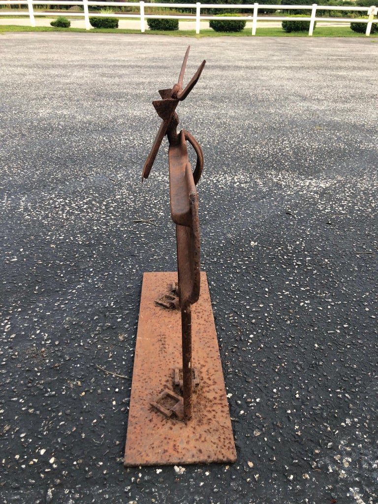 Iron Cow Sculpture Signed Heiss at 1stDibs