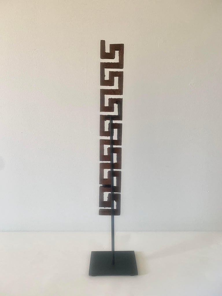 Iron Greek Key Fragments on Custom Mounts, Set of 3 For Sale at 1stDibs