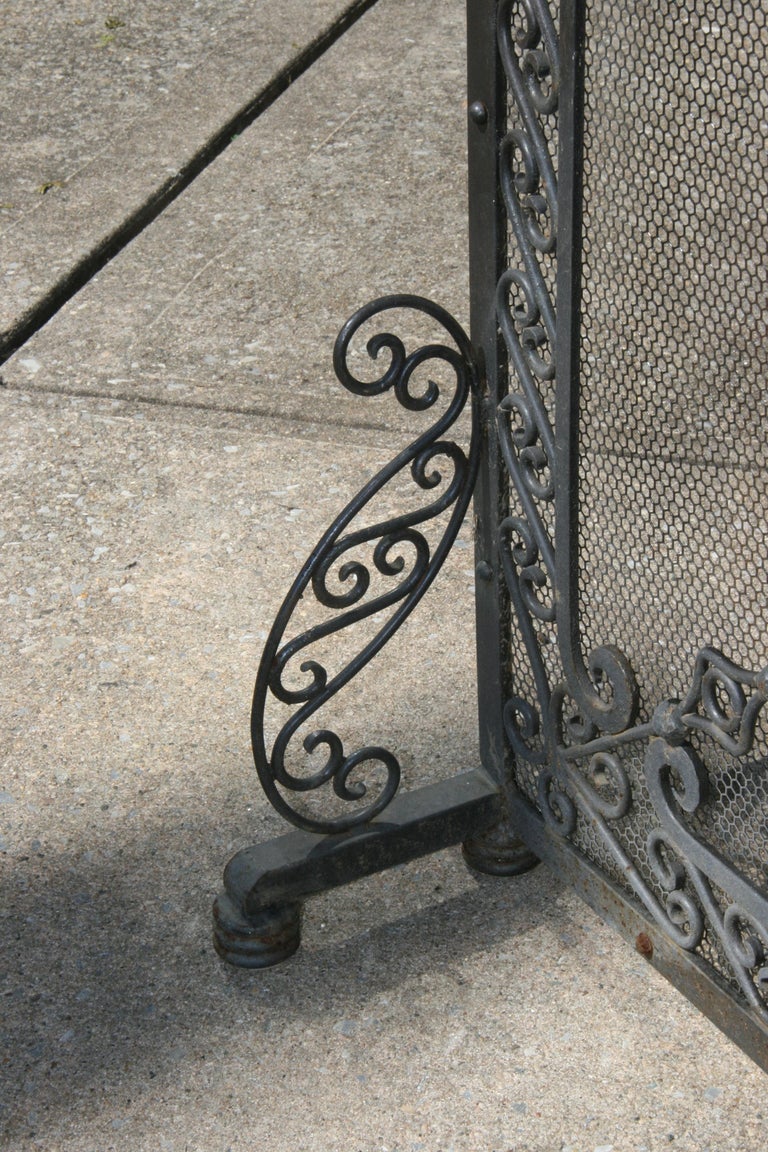 Iron Hand Forged Fireplace Screen 1920's For Sale at 1stDibs | 1920s ...