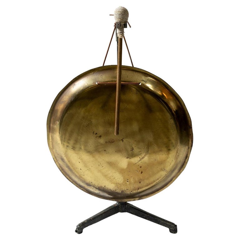 Iron Hanging Meditative Brass Gong Set For Sale at 1stDibs