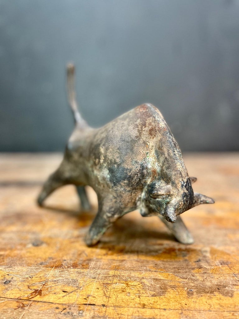 Iron Japanese Mid-Century Fighting Bull Market Sculpture For Sale at ...
