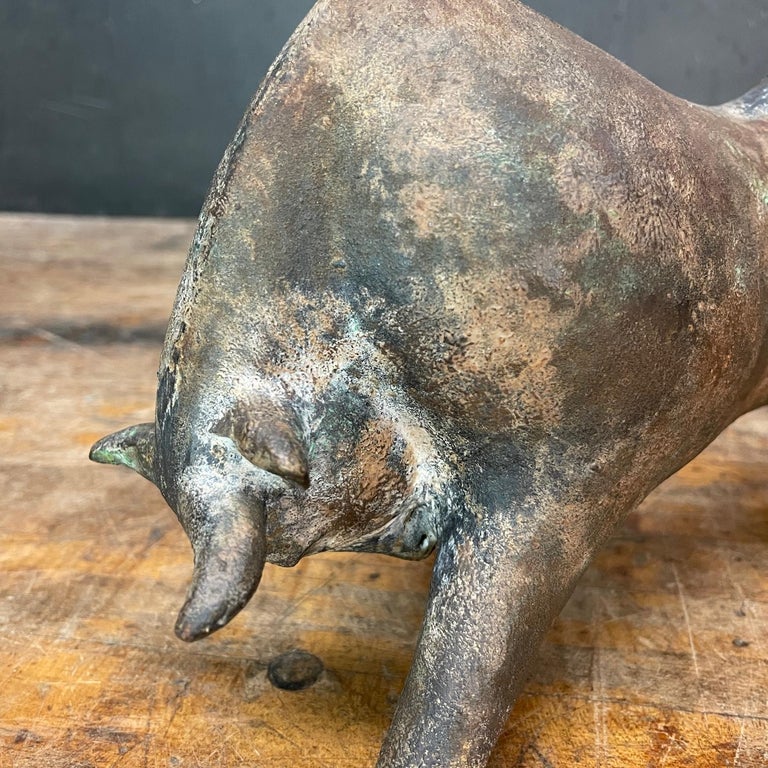 Iron Japanese Mid-Century Fighting Bull Market Sculpture For Sale at ...