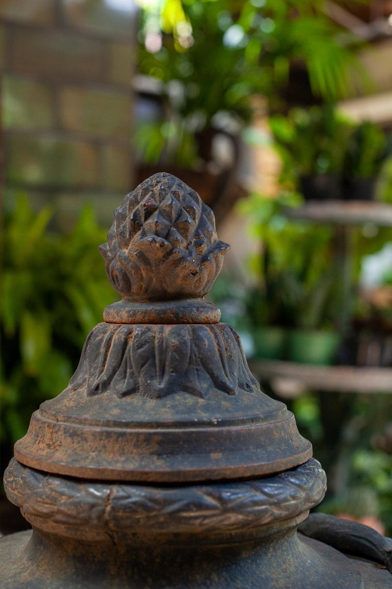Iron Lidded Finial with Classical Grotesque Cartouches in the Style of ...