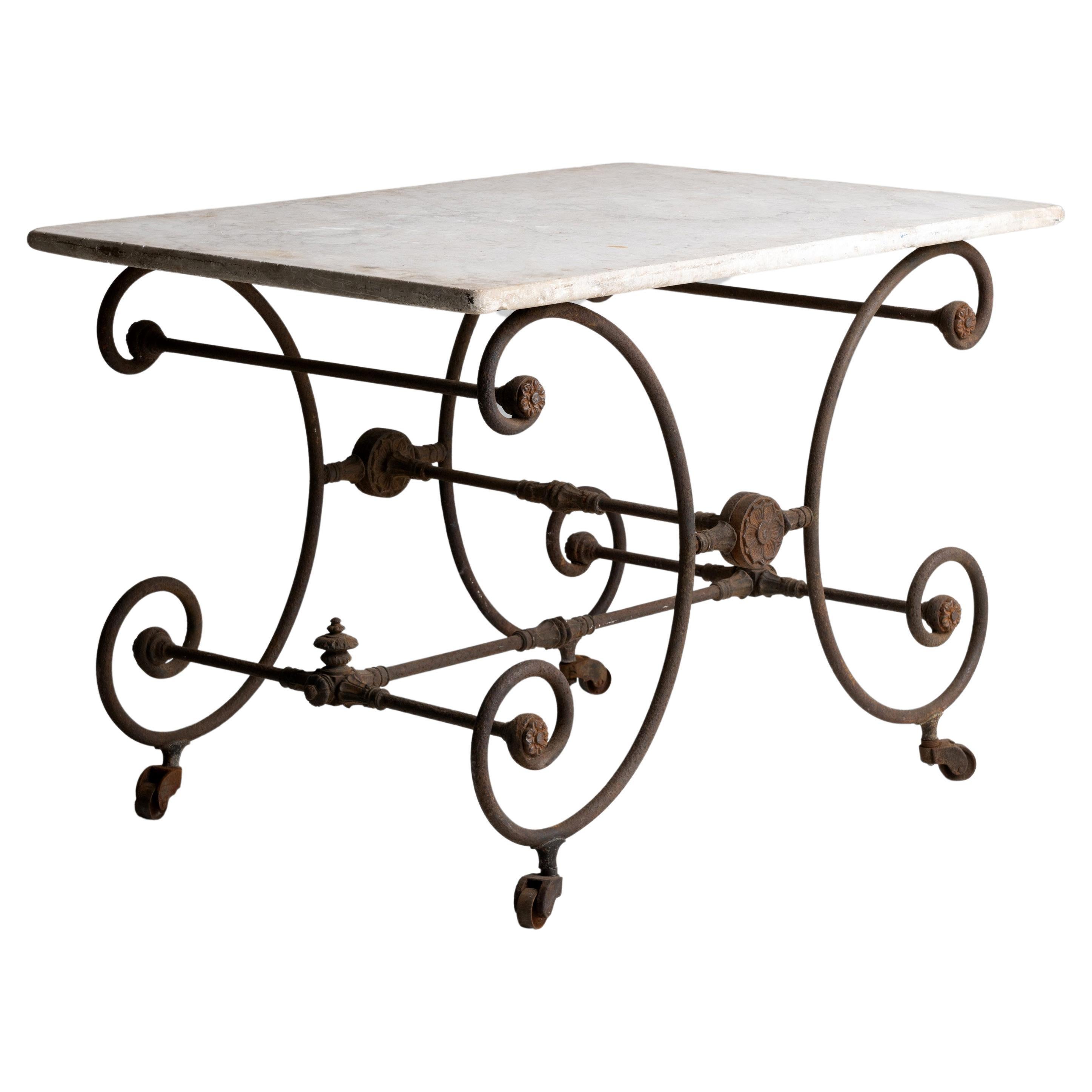 French Marble-Top Baker's Table at 1stDibs