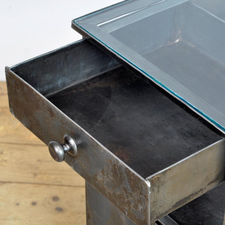 Iron Nightstand With Glass Top, 1910's For Sale at 1stDibs