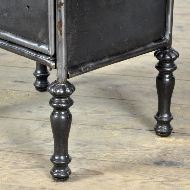 Iron Nightstand with Marble Top and Brass Details, circa 1900 at 1stDibs