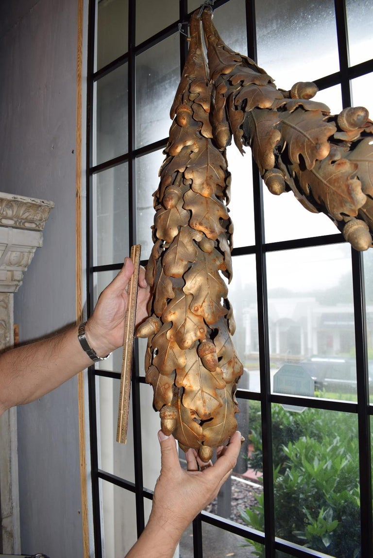 Iron Oak Leaves and Acorn Oval and Garlands For Sale at 1stDibs