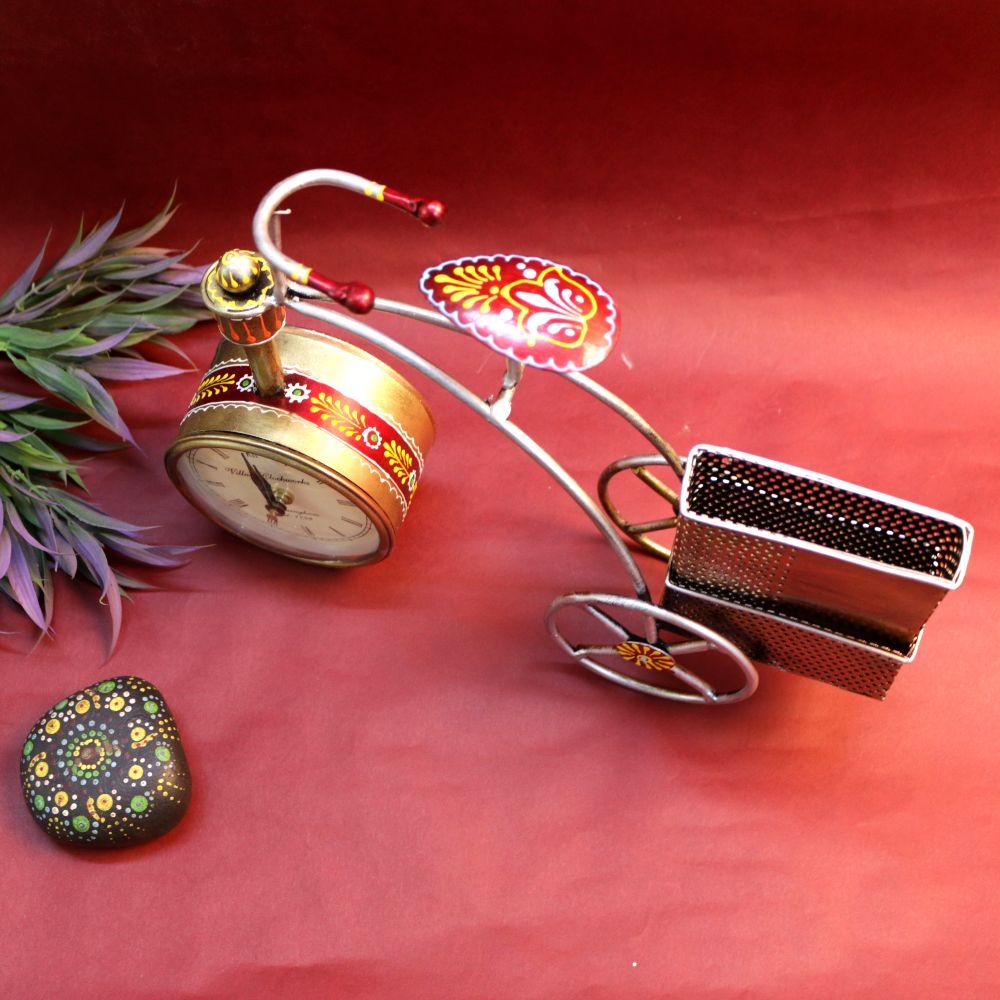 IRON PAINTED CYCLE PEN STAND w/CLOCK For Sale at 1stDibs