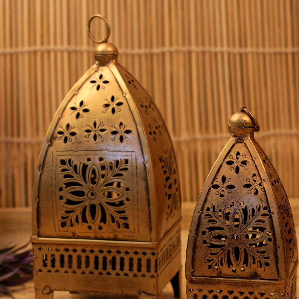 Iron PAINTED MINNAR LANTERN S/2 For Sale at 1stDibs