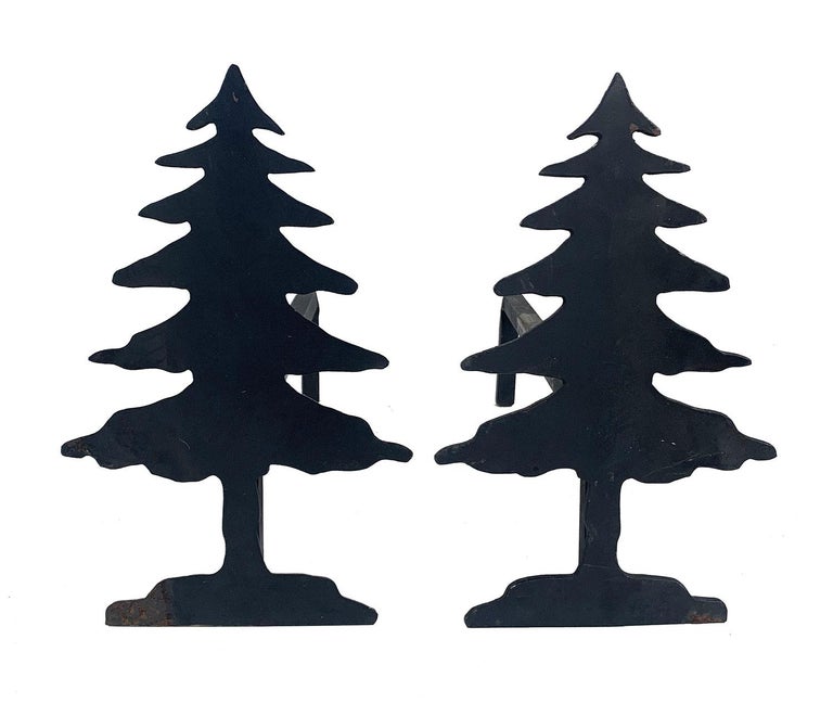 Iron Pine Tree Andirons For Sale at 1stDibs