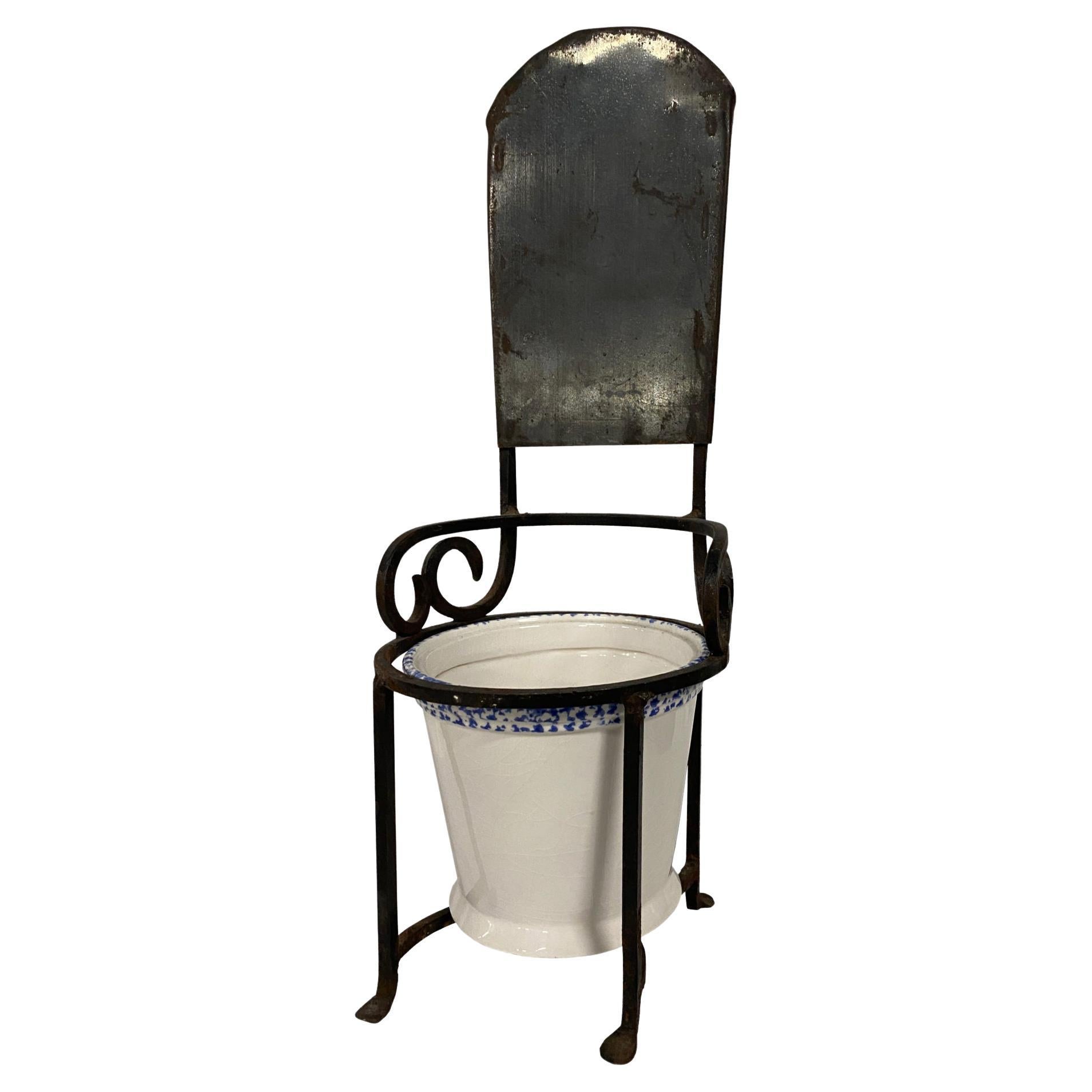 Iron Stand with Small Ceramic Vase For Sale at 1stDibs