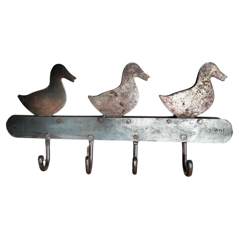 Iron Wall Hanging in The Shape of Ducks with 4 Hangers, Early 20th ...