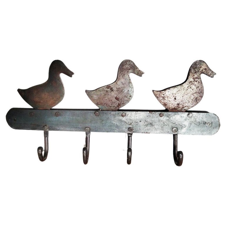 Iron Wall Hanging in The Shape of Ducks with 4 Hangers, Early 20th ...