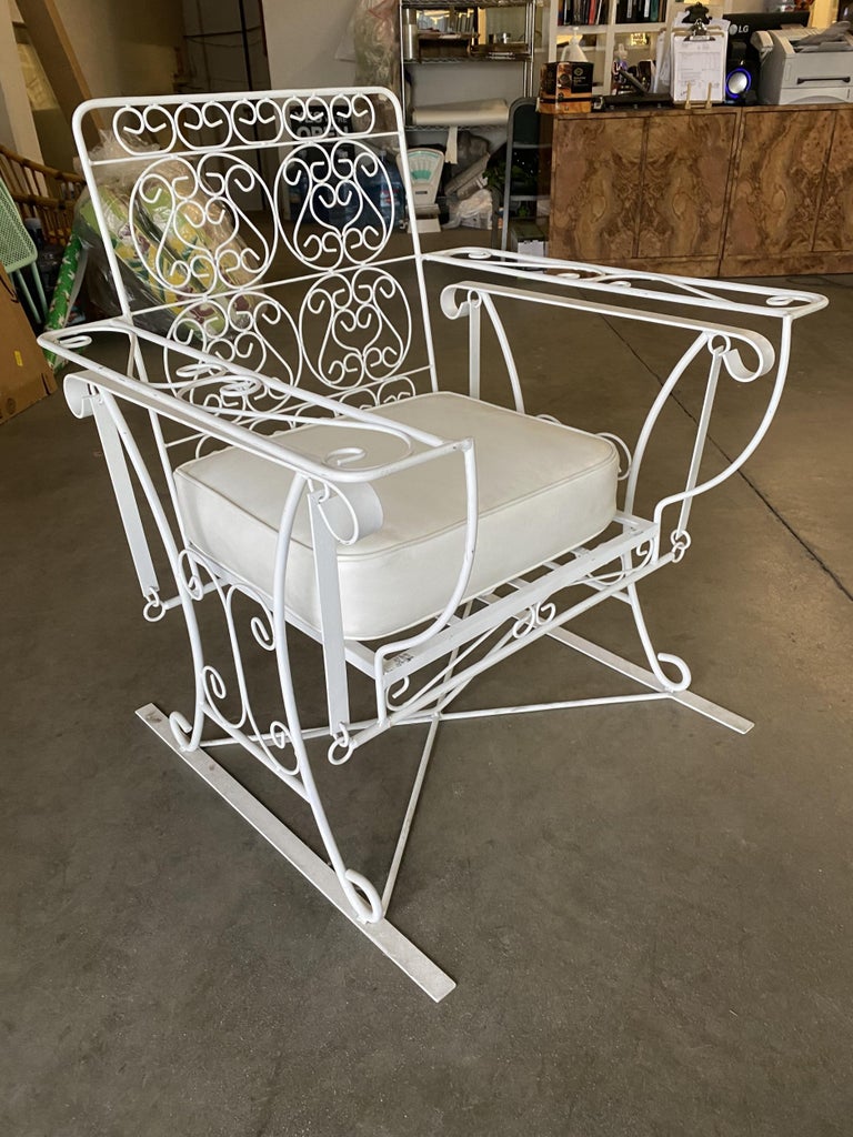 Iron Wire Patio/Outdoor Slider Rocking Lounge Chair with Scrolling Arms ...