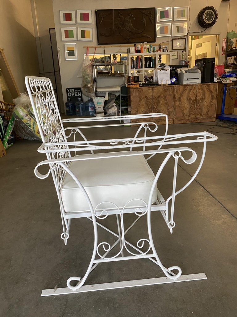 Iron Wire Patio/Outdoor Slider Rocking Lounge Chair with Scrolling Arms ...