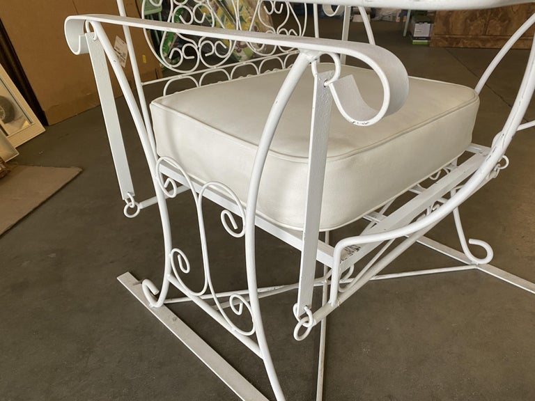 Iron Wire Patio/Outdoor Slider Rocking Lounge Chair with Scrolling Arms ...