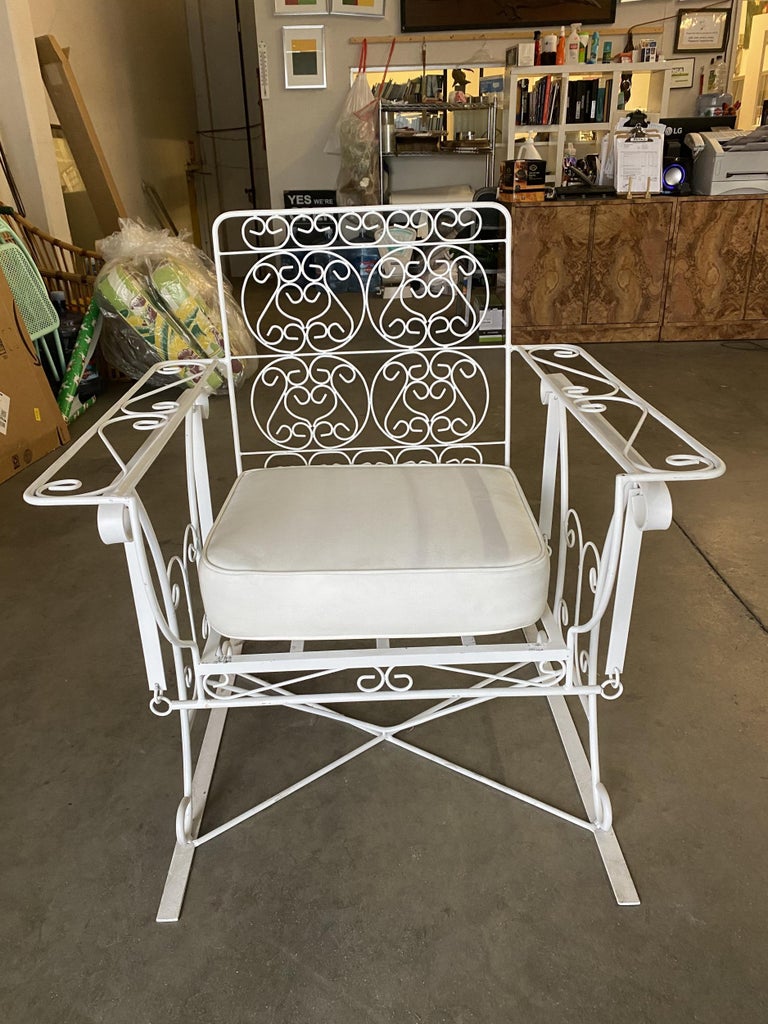 Iron Wire Patio/Outdoor Slider Rocking Lounge Chair with Scrolling Arms ...