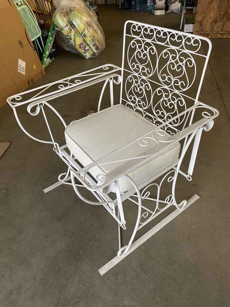 Iron Wire Patio/Outdoor Slider Rocking Lounge Chair with Scrolling Arms ...