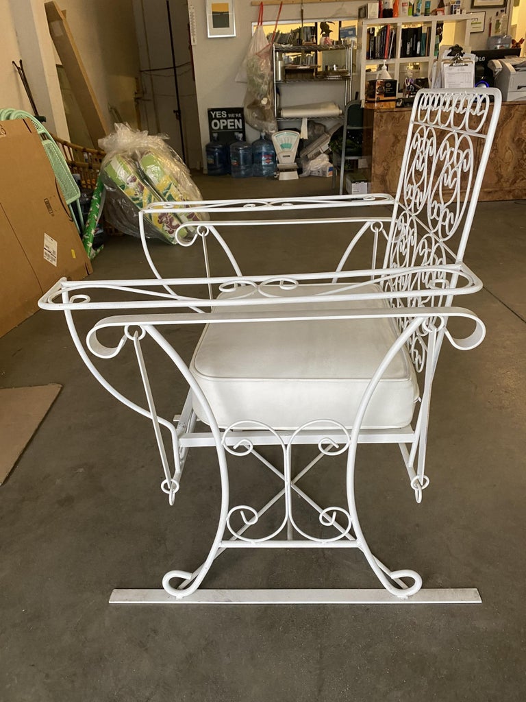 Iron Wire Patio/Outdoor Slider Rocking Lounge Chair with Scrolling Arms ...