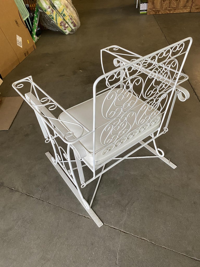 Iron Wire Patio/Outdoor Slider Rocking Lounge Chair with Scrolling Arms ...
