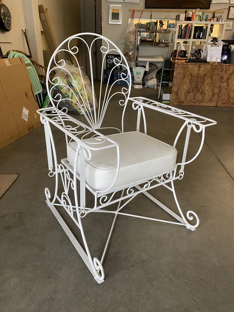 Iron Wire Patio/Outdoor Slider Rocking Lounge Chair with Scrolling Arms ...