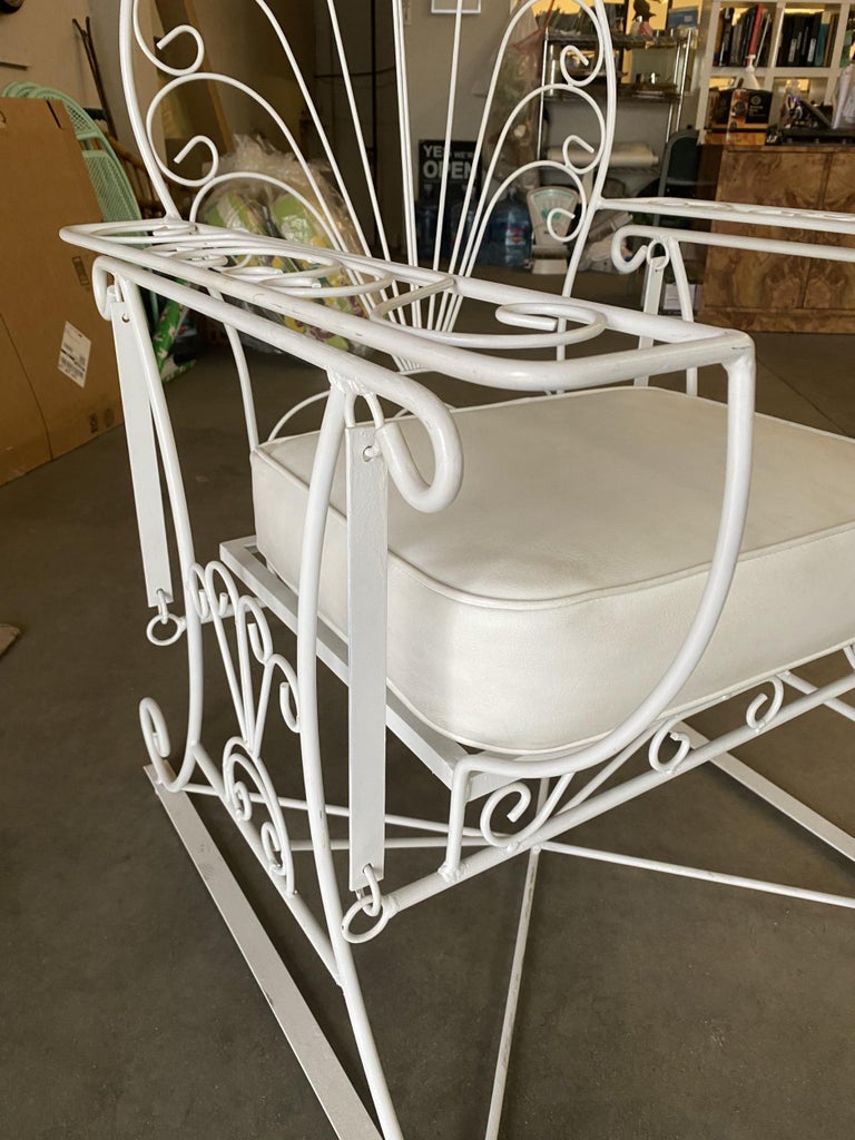 Iron Wire Patio/Outdoor Slider Rocking Lounge Chair with Scrolling Arms ...