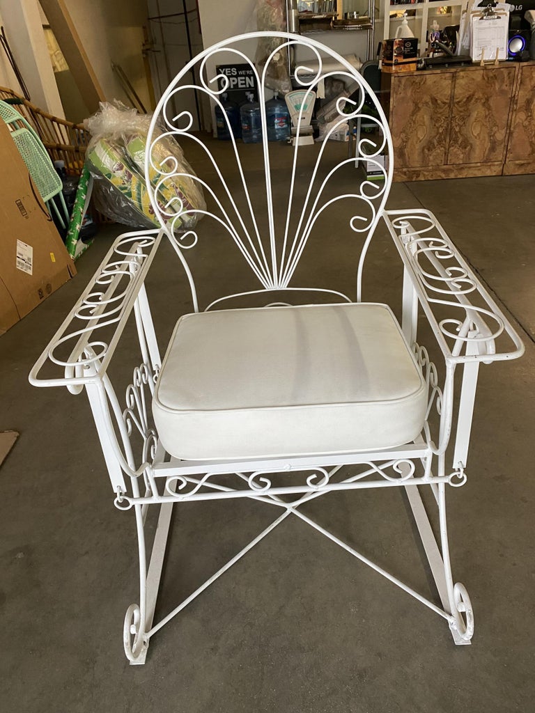 Iron Wire Patio/Outdoor Slider Rocking Lounge Chair with Scrolling Arms ...