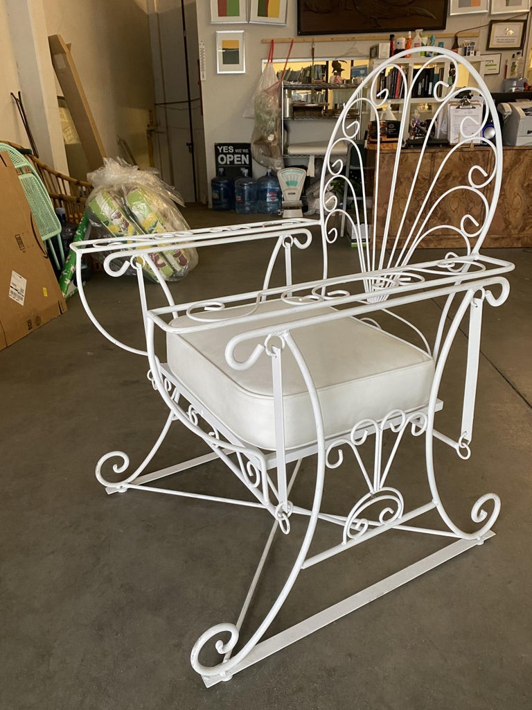 Iron Wire Patio/Outdoor Slider Rocking Lounge Chair with Scrolling Arms ...