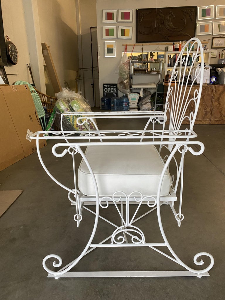 Iron Wire Patio/Outdoor Slider Rocking Lounge Chair with Scrolling Arms ...