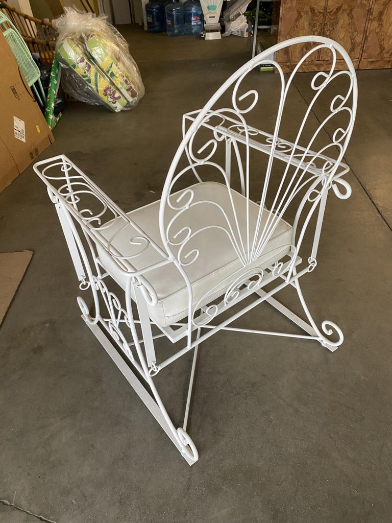 Iron Wire Patio/Outdoor Slider Rocking Lounge Chair with Scrolling Arms ...