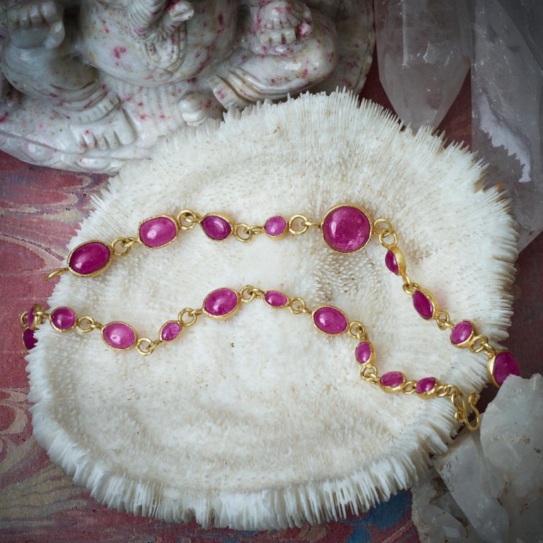 Irregular Shaped Cabochon Ruby Bracelet Set in 18kt Gold For Sale at ...