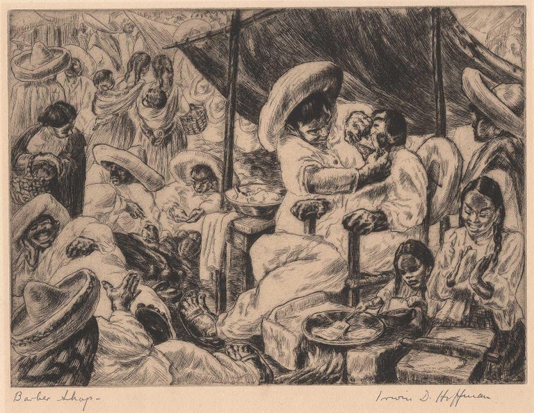 Irwin D. Hoffman - Mexican Barber Shop (Getting a shave amidst revelry ...