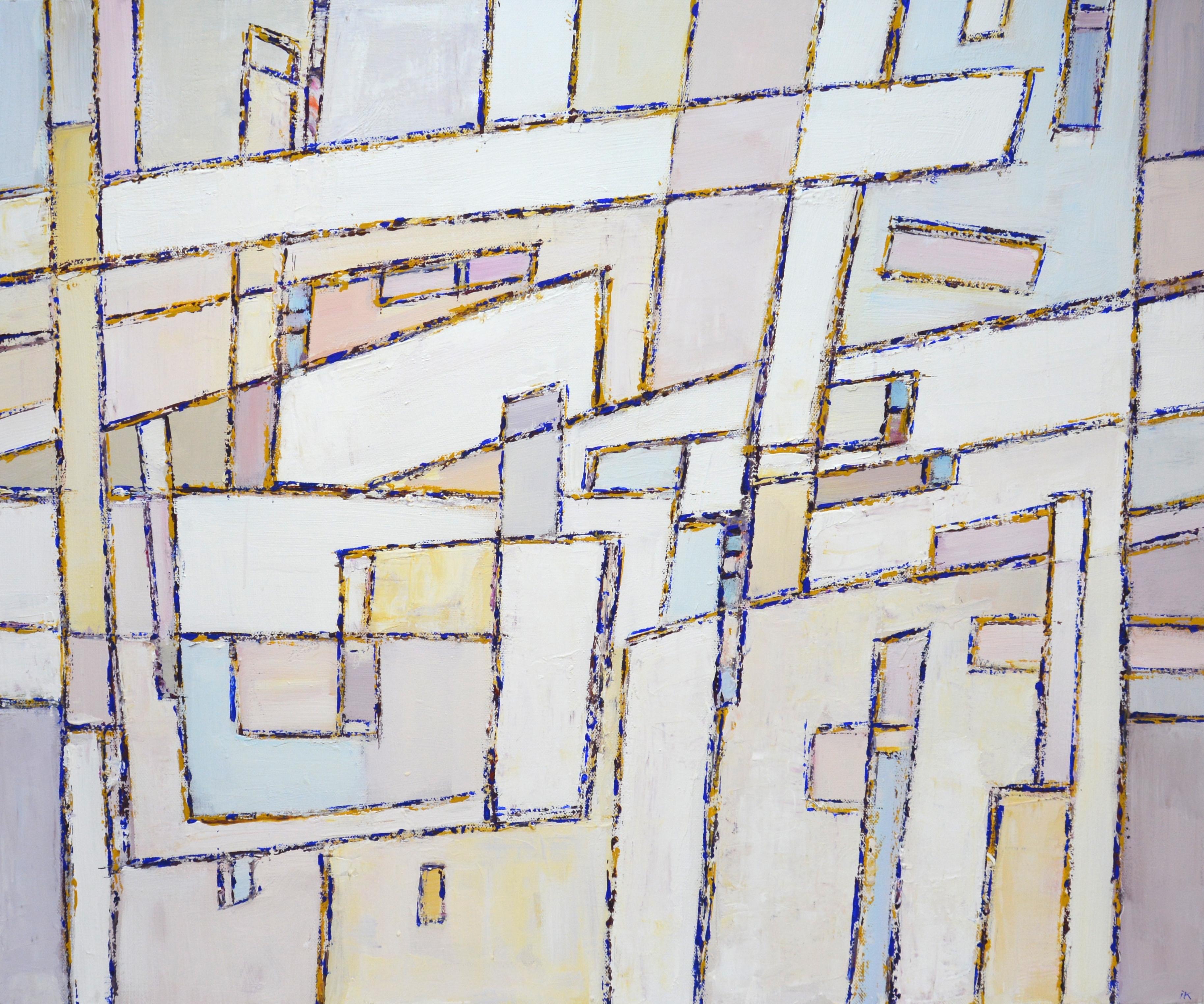 Iryna Kastsova - Abstraction 30. Contemporary Geometry Painting. Blue ...