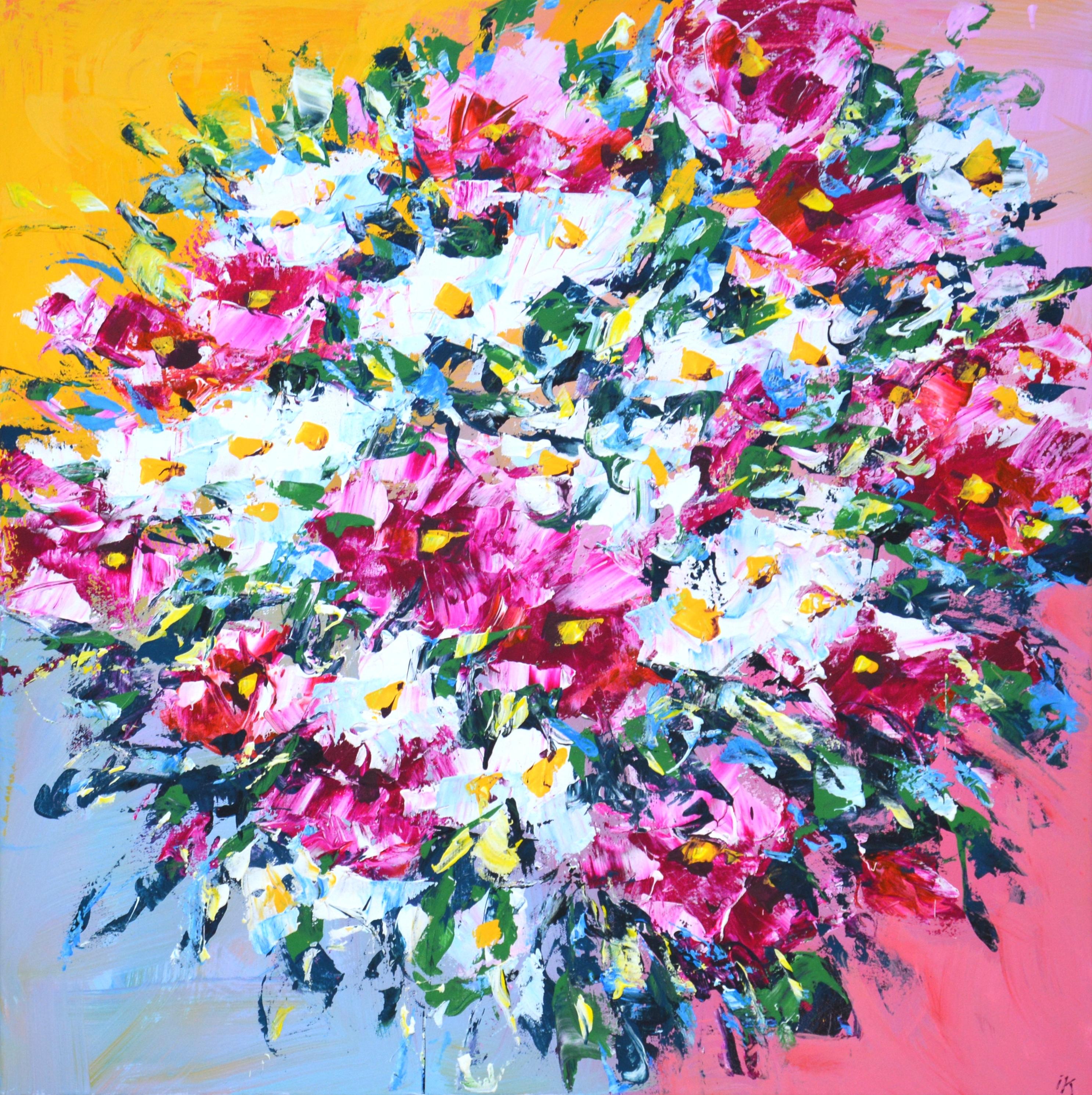 Steve Capper - Still Life Painting Blue Vase Flowers and Apples by ...