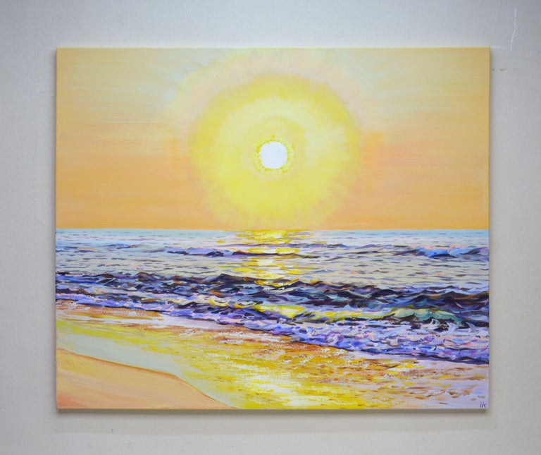 Iryna Kastsova - Warm sunset over the ocean., Painting, Acrylic on ...