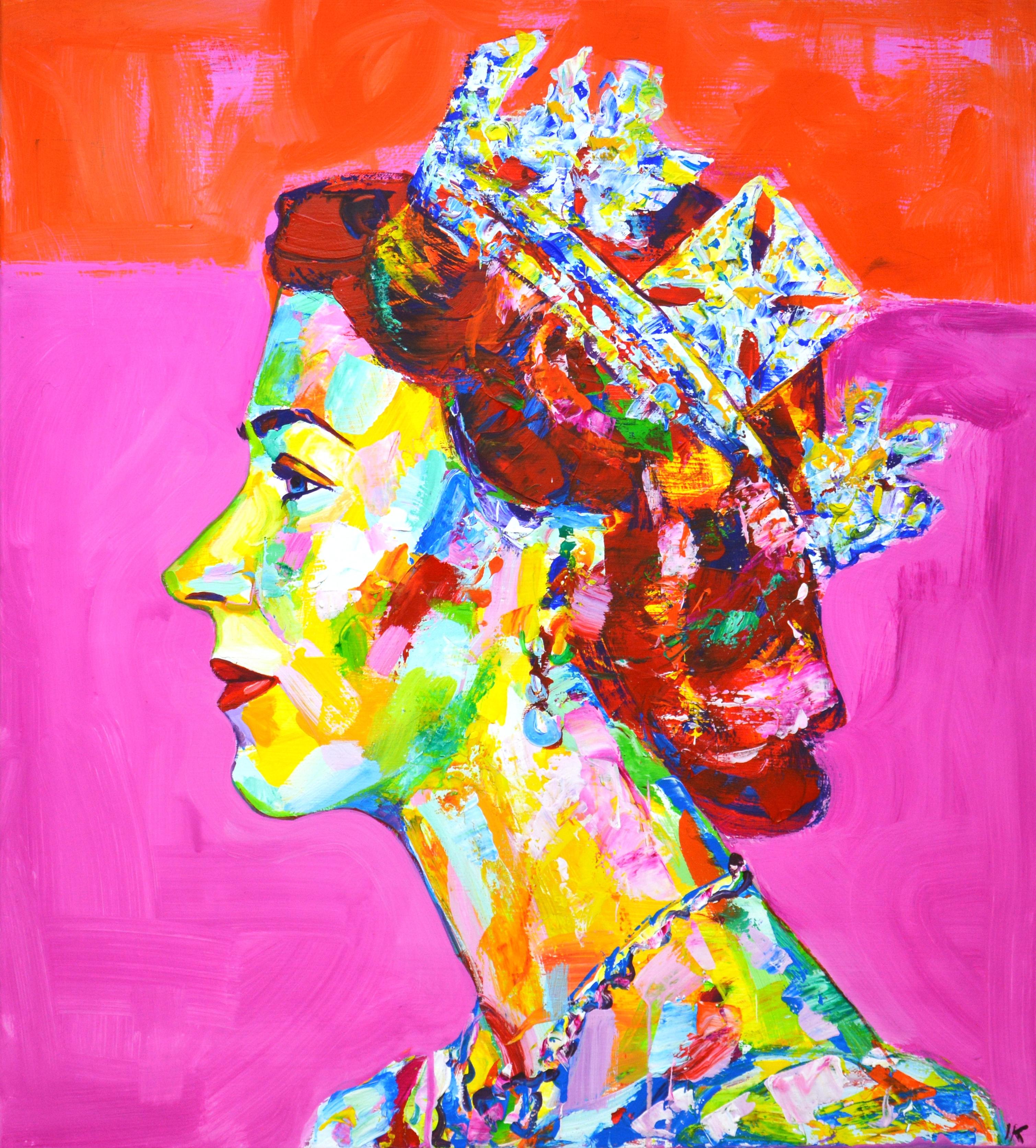 Iryna Kastsova - Queen Elizabeth II Pop Art Portrait Print on Canvas ...