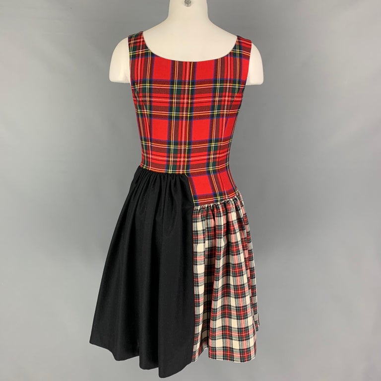 ISA ARFEN Size 10 Multi-Color Wool Patchwork A-Line Dress For Sale at ...